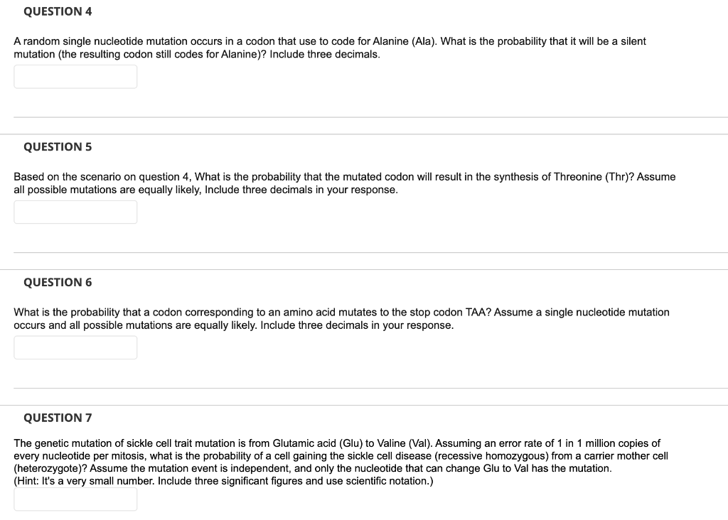 Solved A random single nucleotide mutation occurs in a codon | Chegg.com