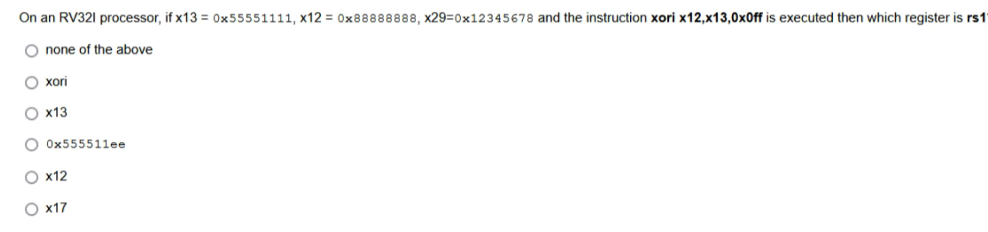 Solved On an RV321 processor, if x13 = 0x55551111, X12 = | Chegg.com