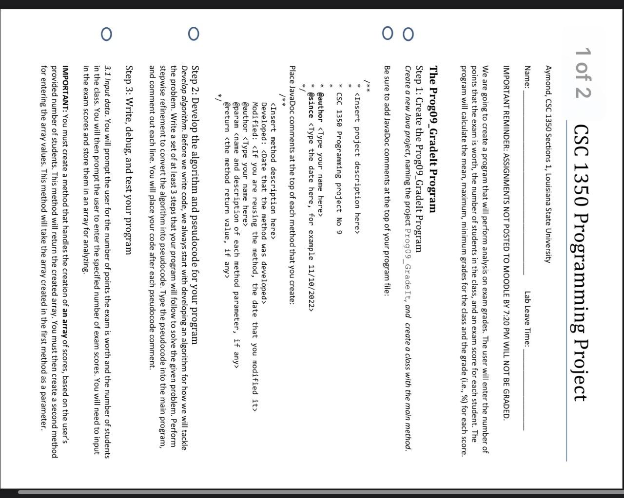 Solved Name: IMPORTANT REMINDER: ASSIGNMENTS NOT POSTED TO | Chegg.com