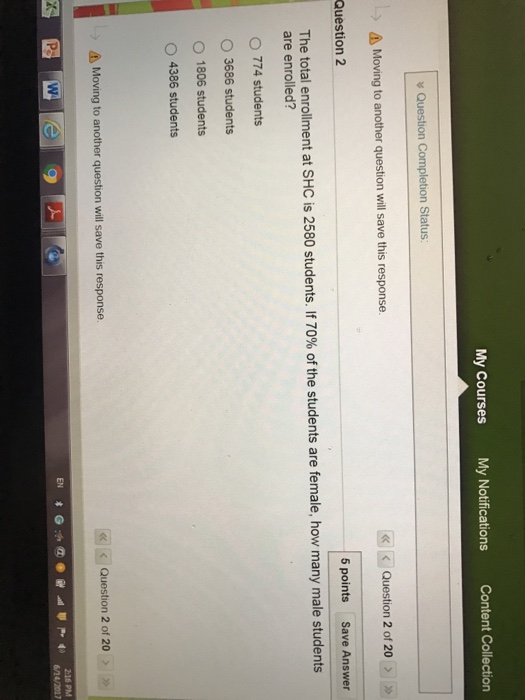 Solved The total enrollment at SHC is 2580 students. If 70% | Chegg.com