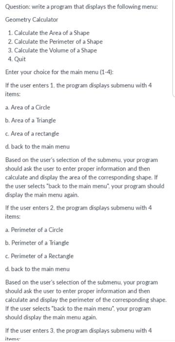 Solved Question: write a program that displays the following | Chegg.com