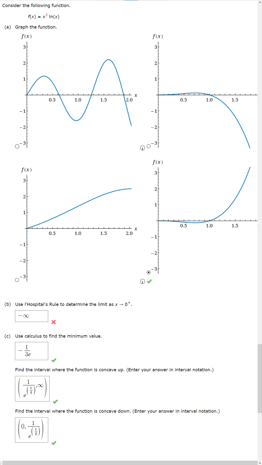 Solved Consider the following function. f(x)=x3ln(x) (a) | Chegg.com