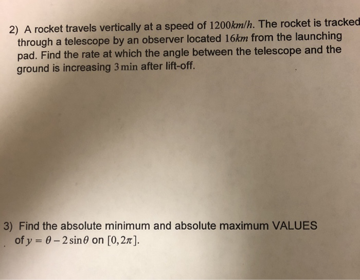 Solved 2) A rocket travels vertically at a speed of | Chegg.com