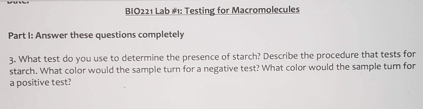 Solved BIO221 Lab #1: Testing for Macromolecules Part I: | Chegg.com