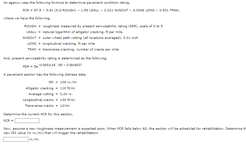 Solved An agency uses the following formula to determine | Chegg.com