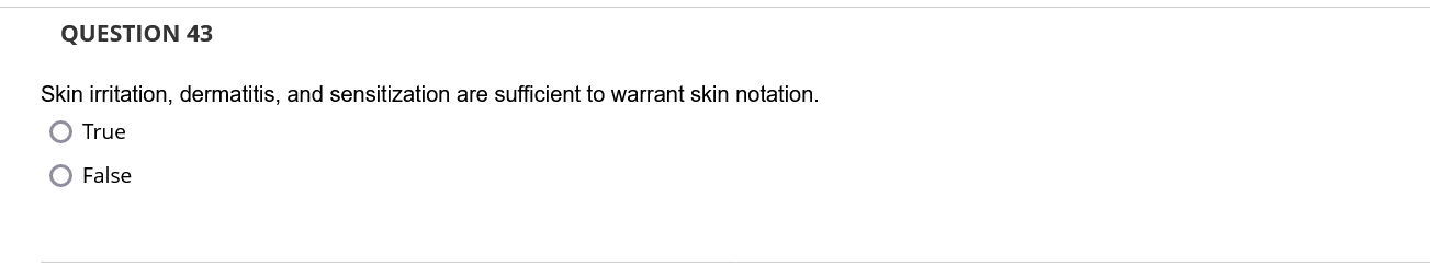 Solved Skin irritation, dermatitis, and sensitization are | Chegg.com