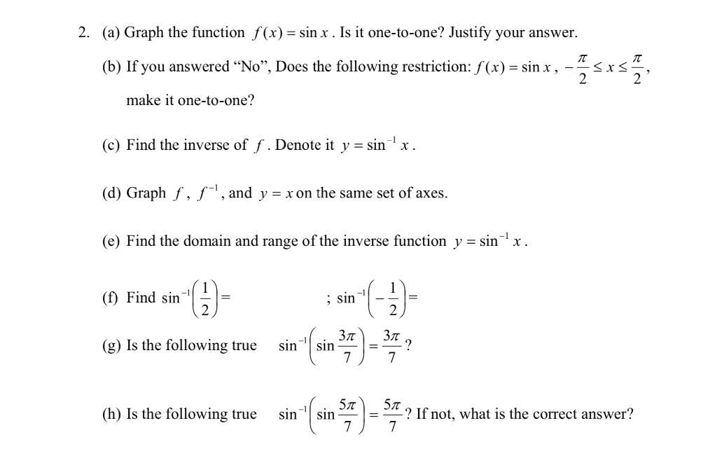 Solved 2 a Graph The Function F x sin X Is It Chegg