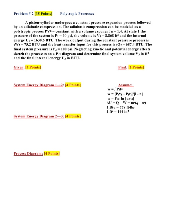 Solved Problem # 2 135 Points Polytropic Processes A | Chegg.com