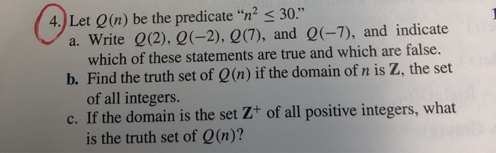 Solved 4. Let Q(n) be the predicate "n2