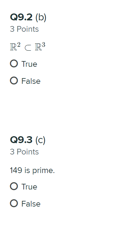 Solved Q9 true/false 9 Points Q9.1 (a) 3 Points | Chegg.com