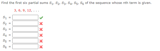 Solved Find the first six partial sums S1, S2, S3, S4, S5, | Chegg.com