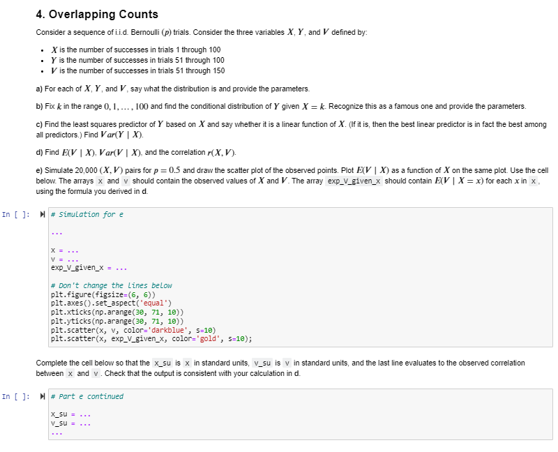Solved 4. Overlapping Counts Consider a sequence of i.i.d. | Chegg.com