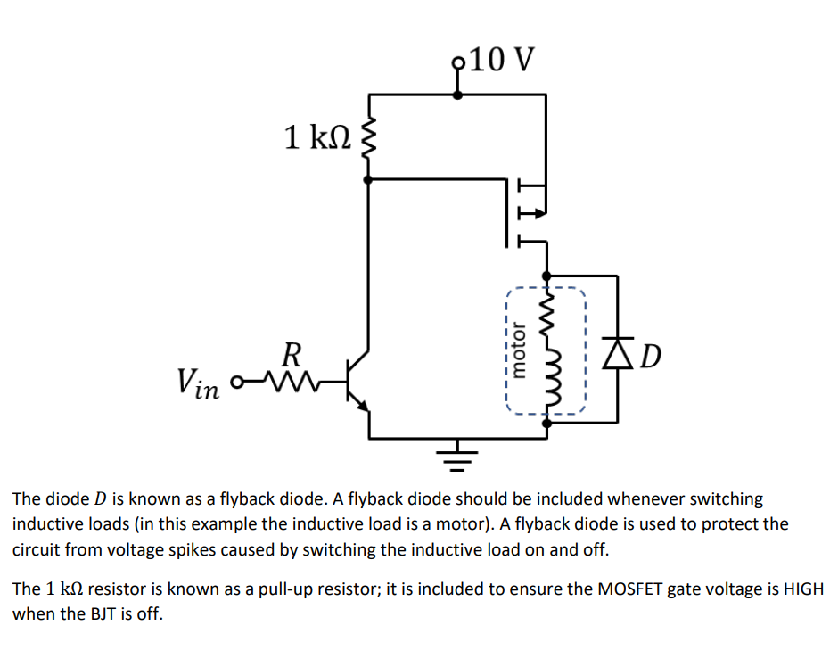 Solved The circuit below is used to operate a motor. The BJT | Chegg.com