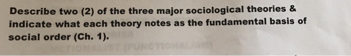 Describe two (2) of the three major sociological | Chegg.com