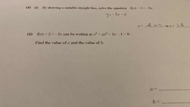 Solved (d) By drawing a suitable straight line, solve the | Chegg.com