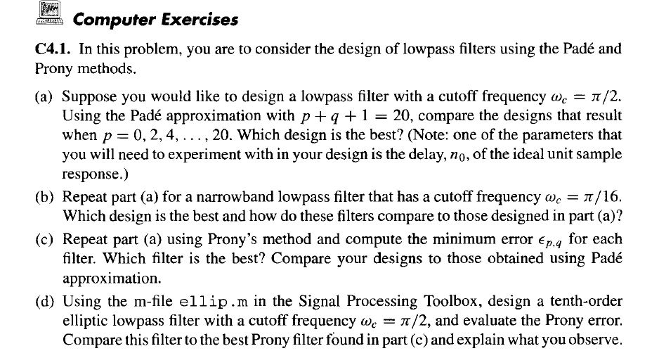 Solved Computer Exercises C4.1. In this problem, you are to | Chegg.com