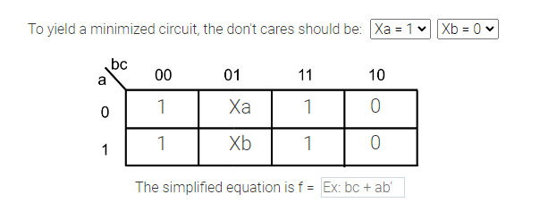 Solved To yield a minimized circuit, the don't cares should | Chegg.com