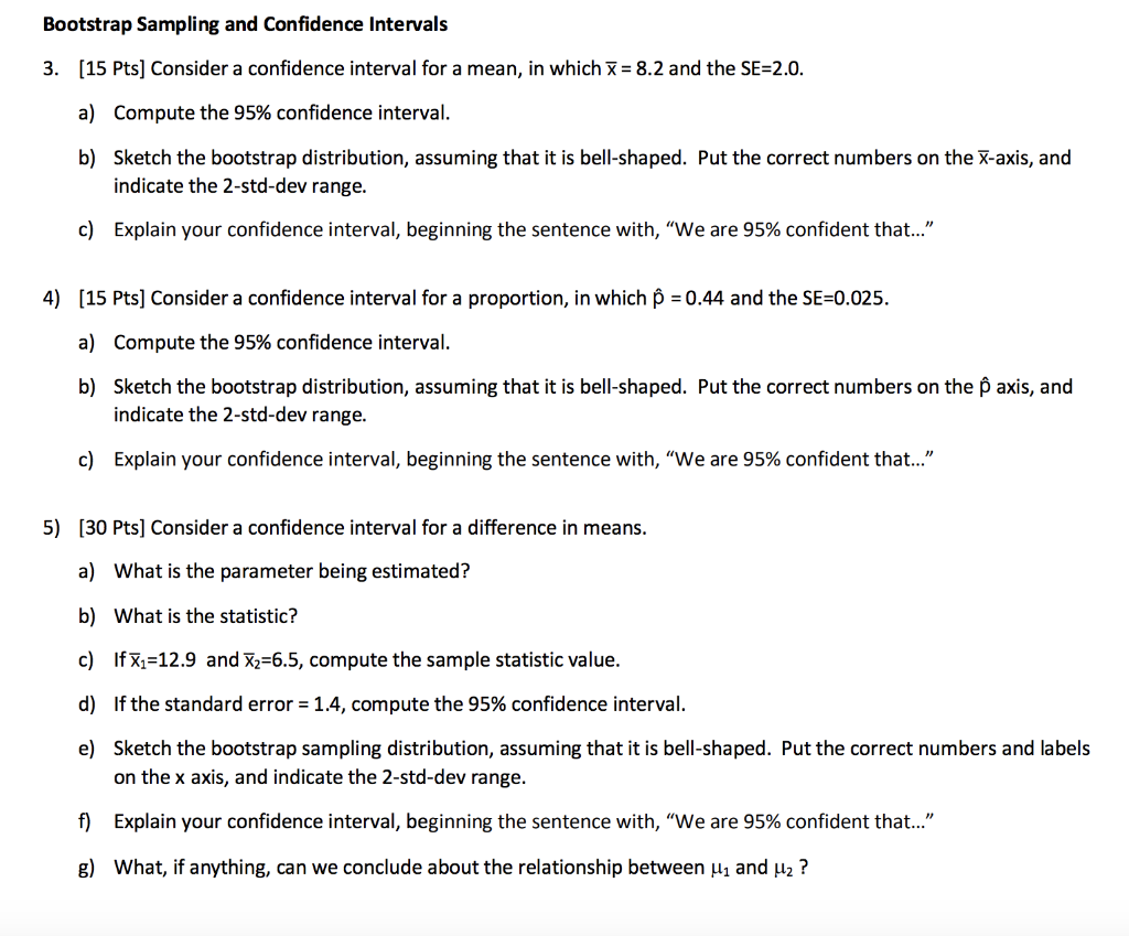 Solved Bootstrap Sampling and Confidence intervals 3. (15 | Chegg.com