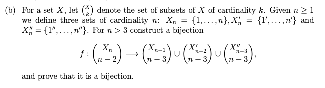 Solved For n > 3 construct a bijection and and prove that it | Chegg.com