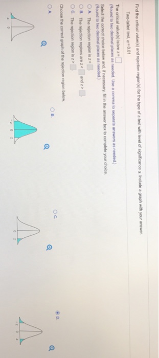 Solved Find the critical value(s) and rejection region(s) | Chegg.com