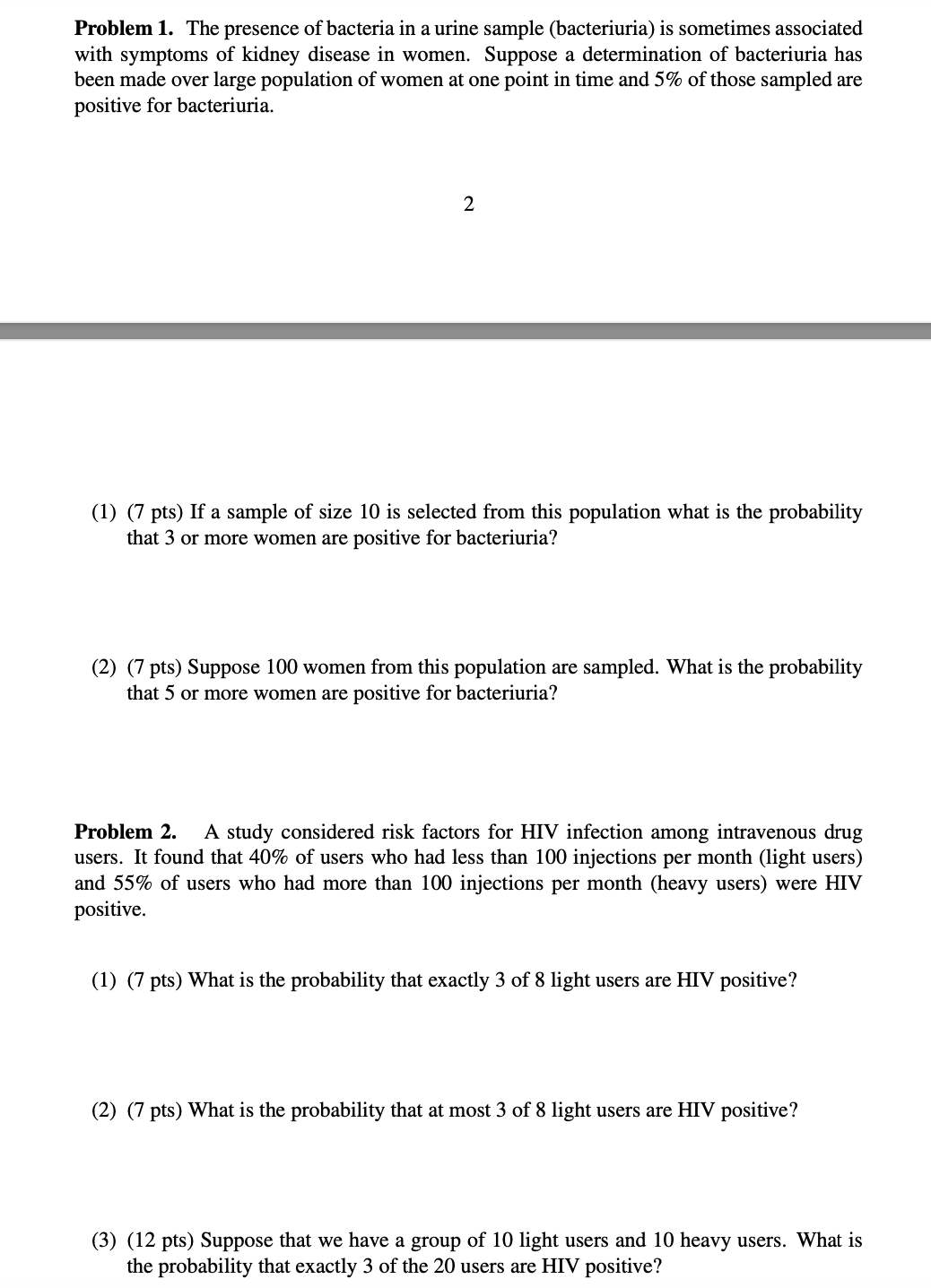 Solved Problem 1. The presence of bacteria in a urine sample | Chegg.com