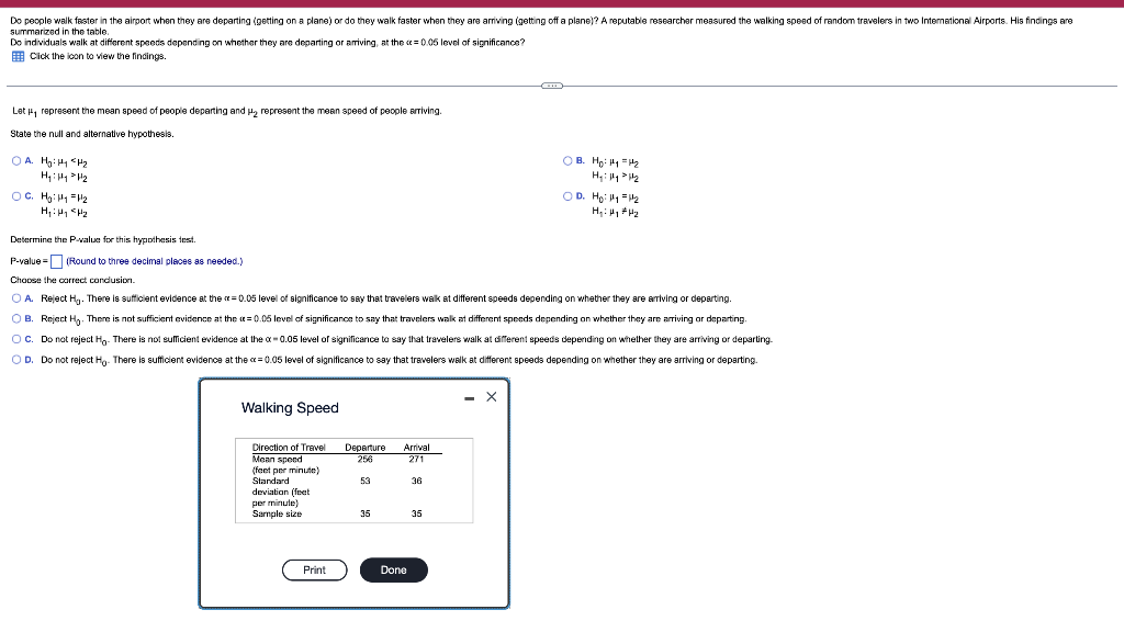 Solved summarized in the table. Do individuals walk at | Chegg.com