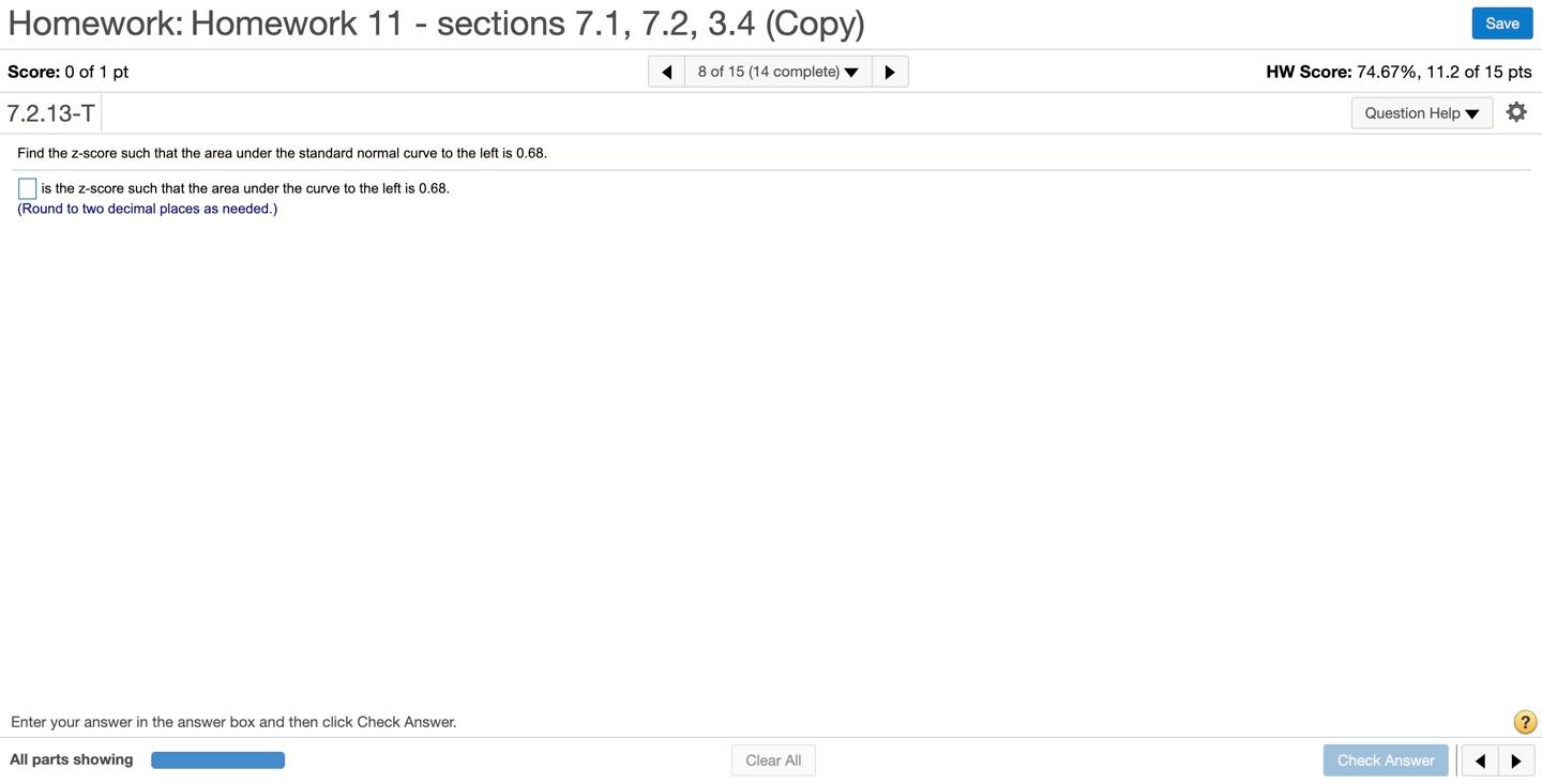 Solved Homework Homework 11 Sections 7 1 7 2 3 4 Copy
