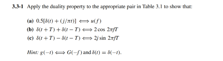 Solved 3.3-1 Apply the duality property to the appropriate | Chegg.com