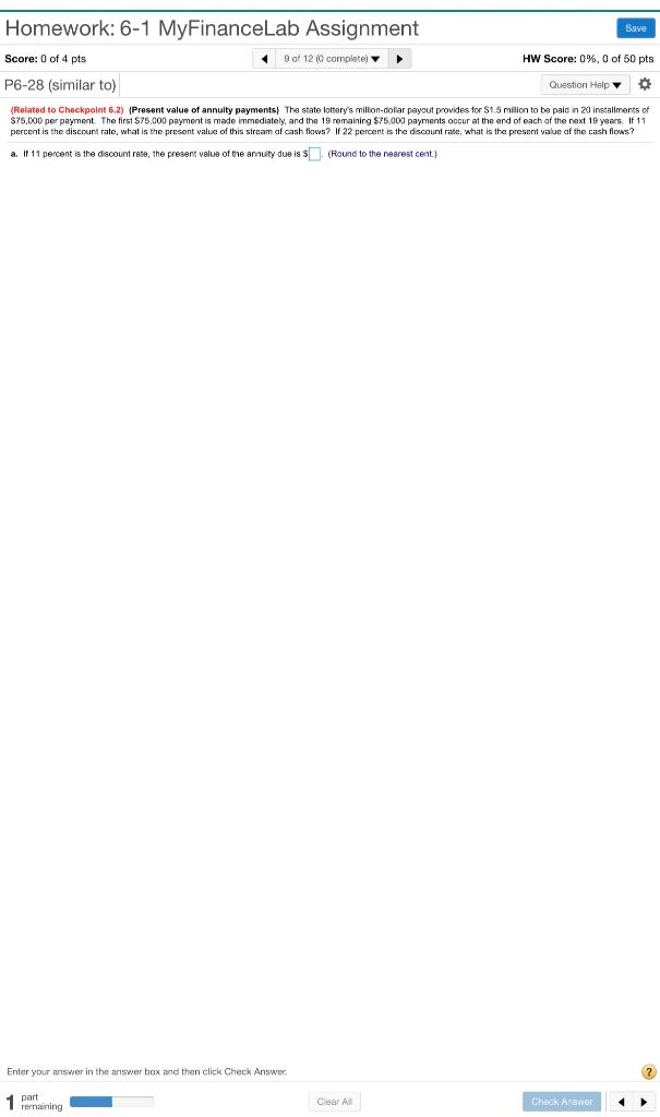 Solved Homework: 6-1 MyFinanceLab Assignment Save Score: 0 | Chegg.com