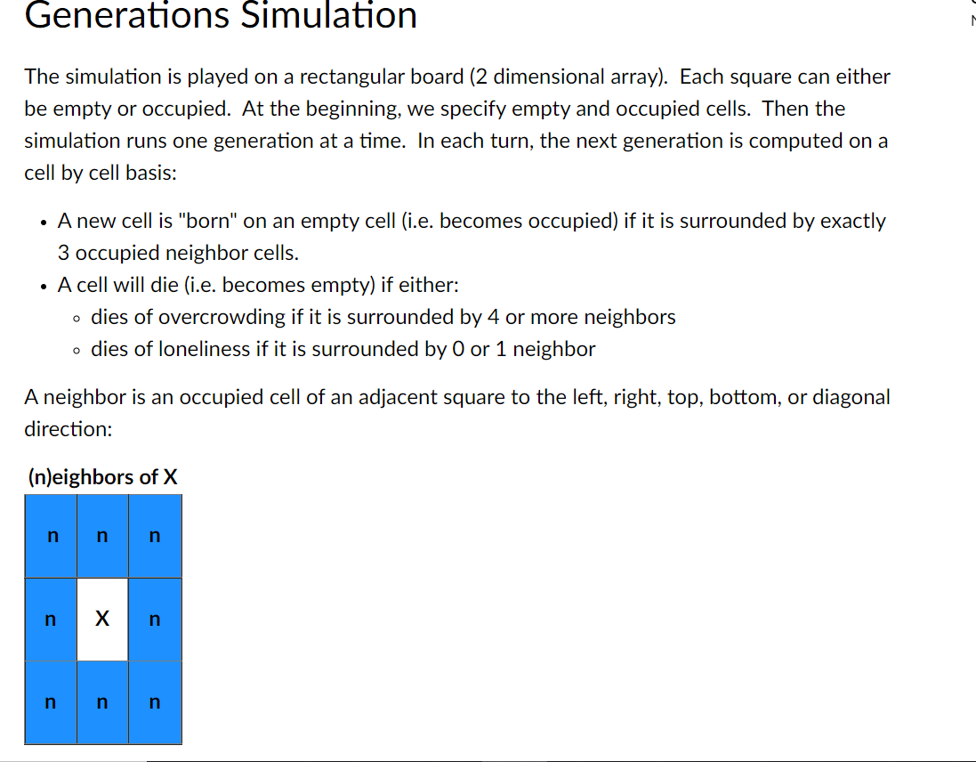 Solved Generations Simulation The simulation is played on a | Chegg.com