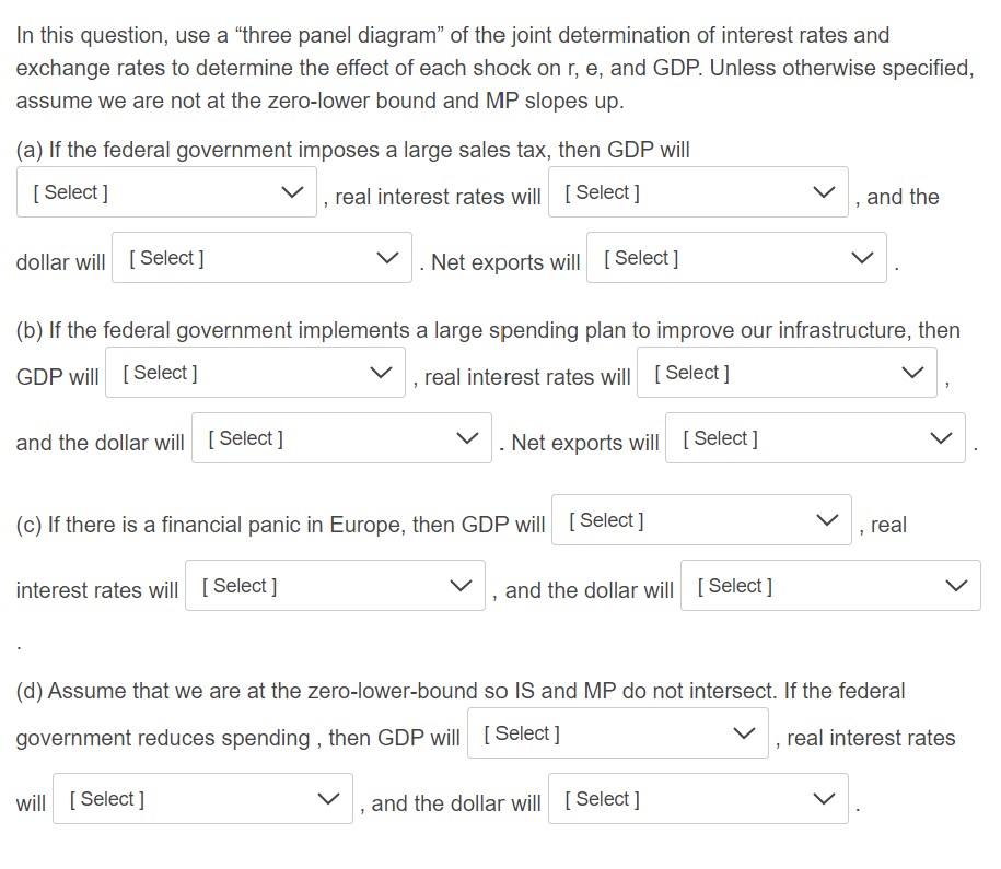 Solved In this question, use a "three panel diagram" of the | Chegg.com