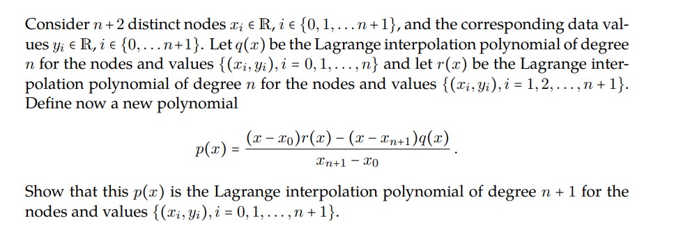 Solved Consider n+2 ﻿distinct nodes xiinR,iin{0,1,dotsn+1}, | Chegg.com