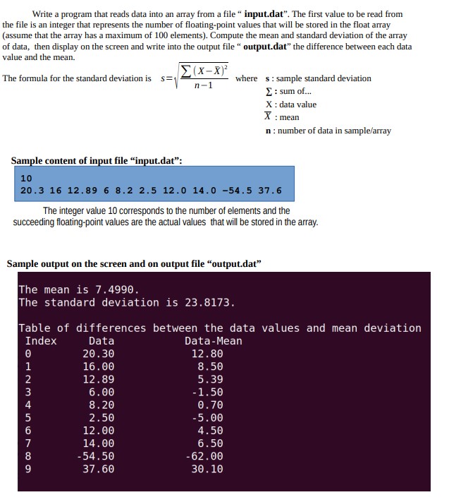 Solved Write a program that reads data into an array from a | Chegg.com