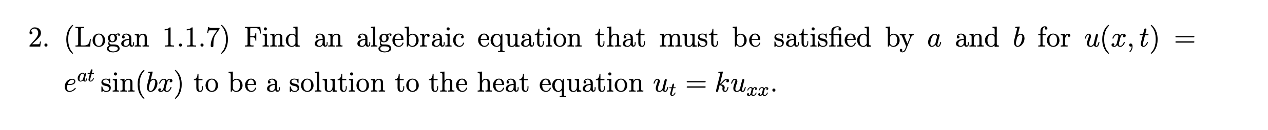 Solved 2. (Logan 1.1.7) Find an algebraic equation that must | Chegg.com