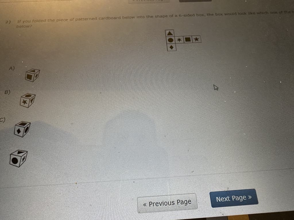 Solved 2) ﻿If you folded the piece of patterned cardboard | Chegg.com