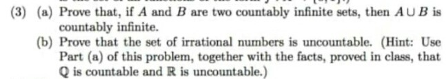 Solved (3) (a) Prove that, if A and B are two countably | Chegg.com