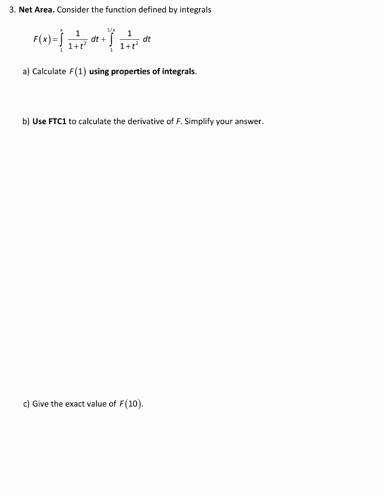 Solved 3. Net Area. Consider the function defined by | Chegg.com