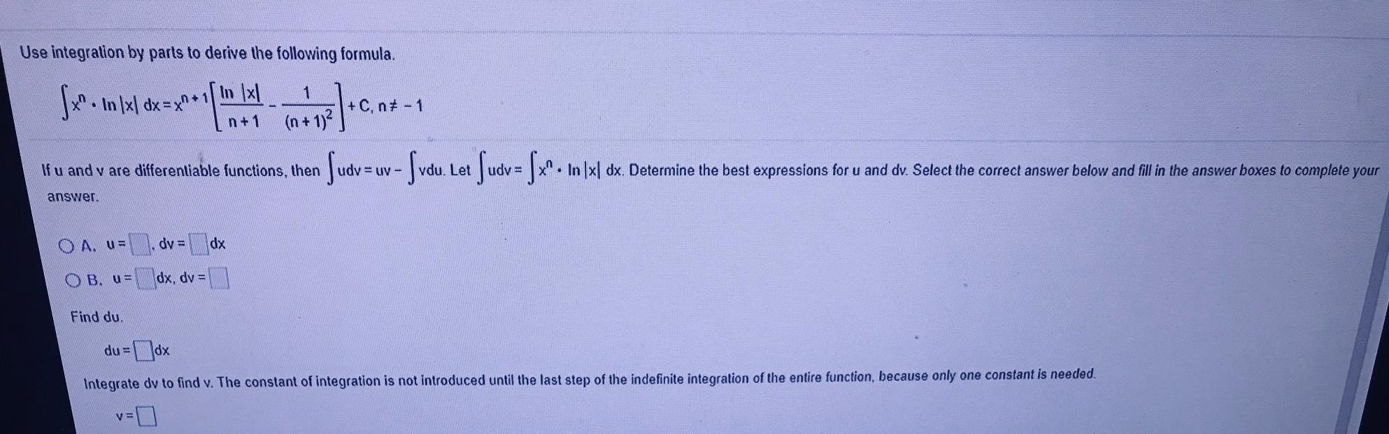 Solved Use integration by parts to derive the following | Chegg.com