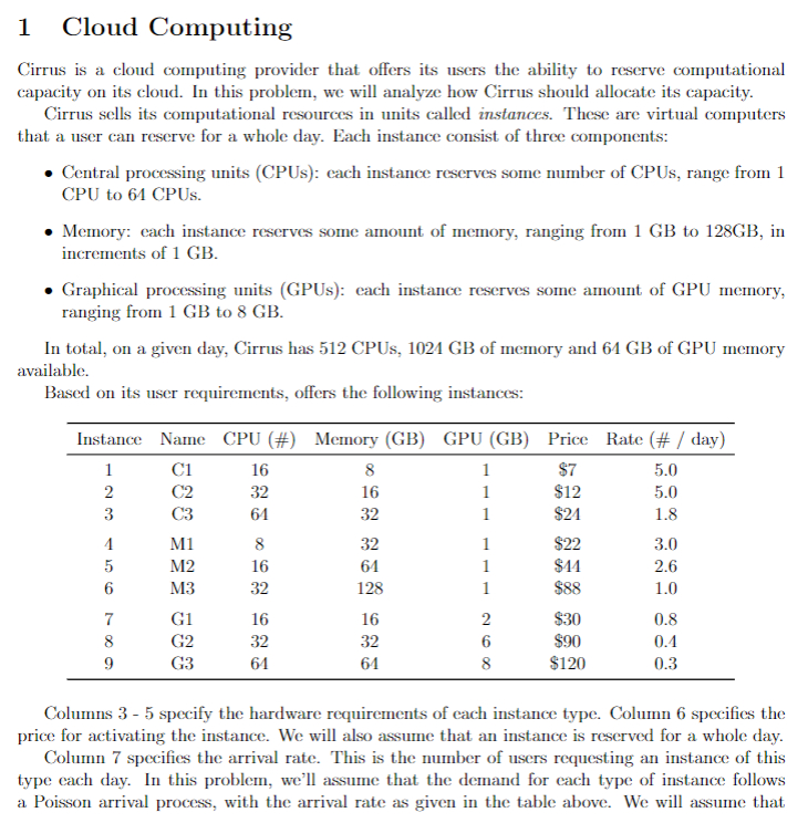 1 Cloud Computing Cirrus is a cloud computing | Chegg.com