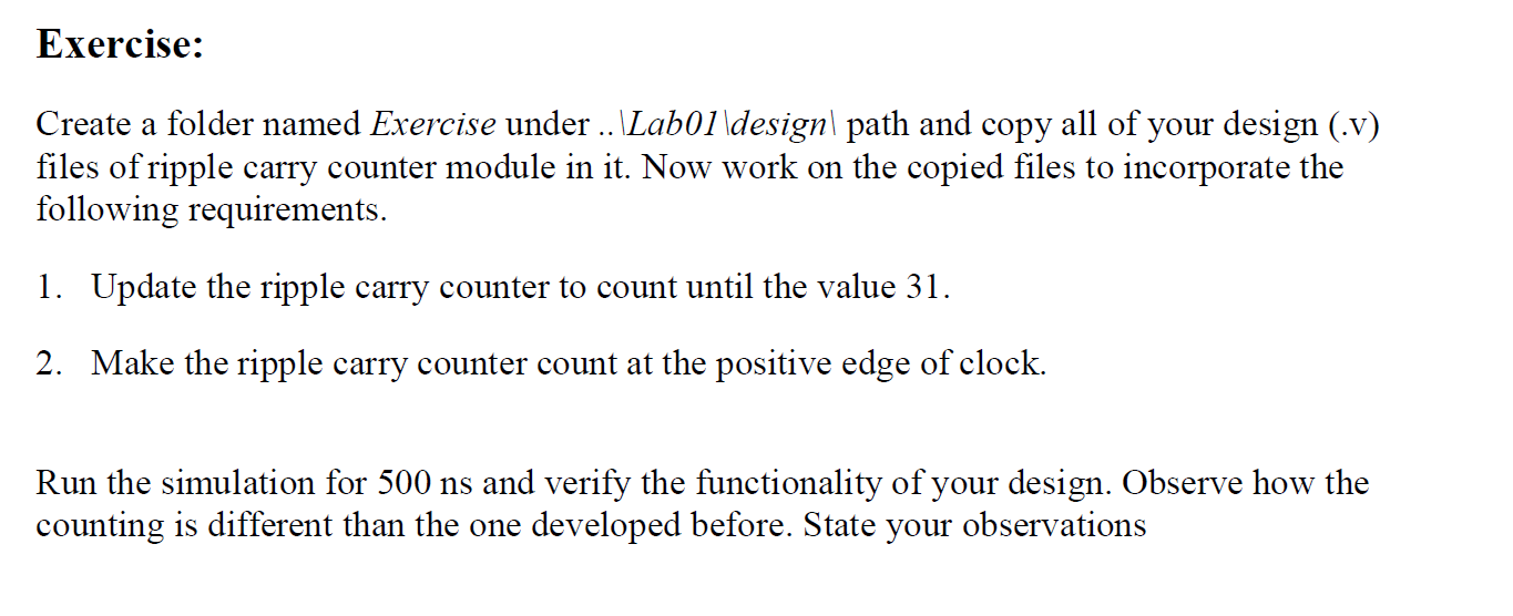 Solved Exercise: Create a folder named Exercise under | Chegg.com