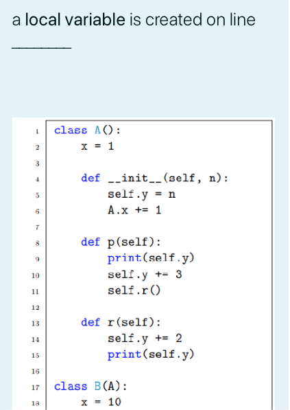 Solved a local variable is created on line 22 An attribute | Chegg.com