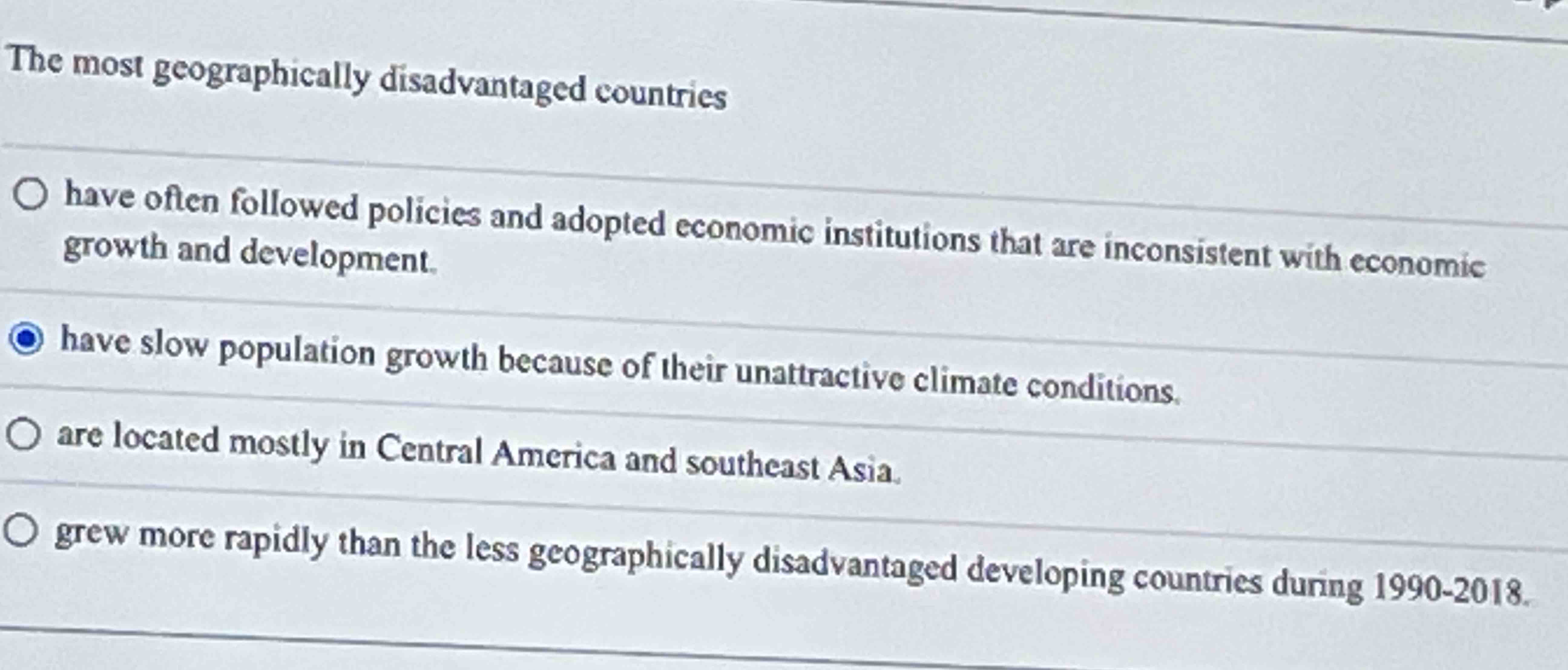 Solved The most geographically disadvantaged countrieshave | Chegg.com