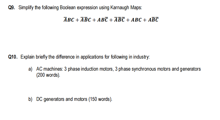 Solved Q9. Simplify the following Boolean expression using | Chegg.com