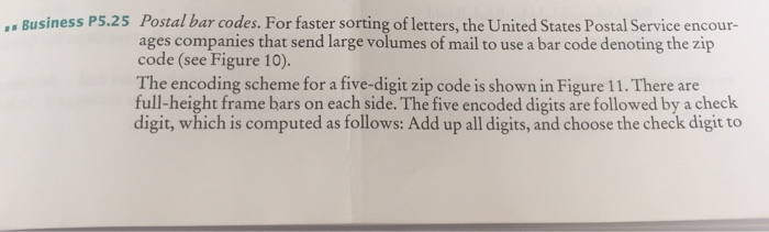 Solved Business P5.25 Postal bar codes. For faster sorting | Chegg.com