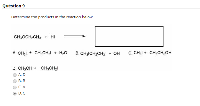 Solved Question 9 Determine the products in the reaction | Chegg.com
