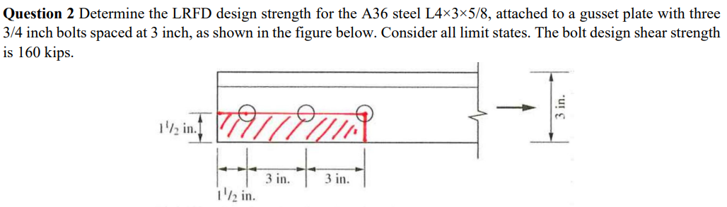 Solved Question 2 Determine the LRFD design strength for the | Chegg.com