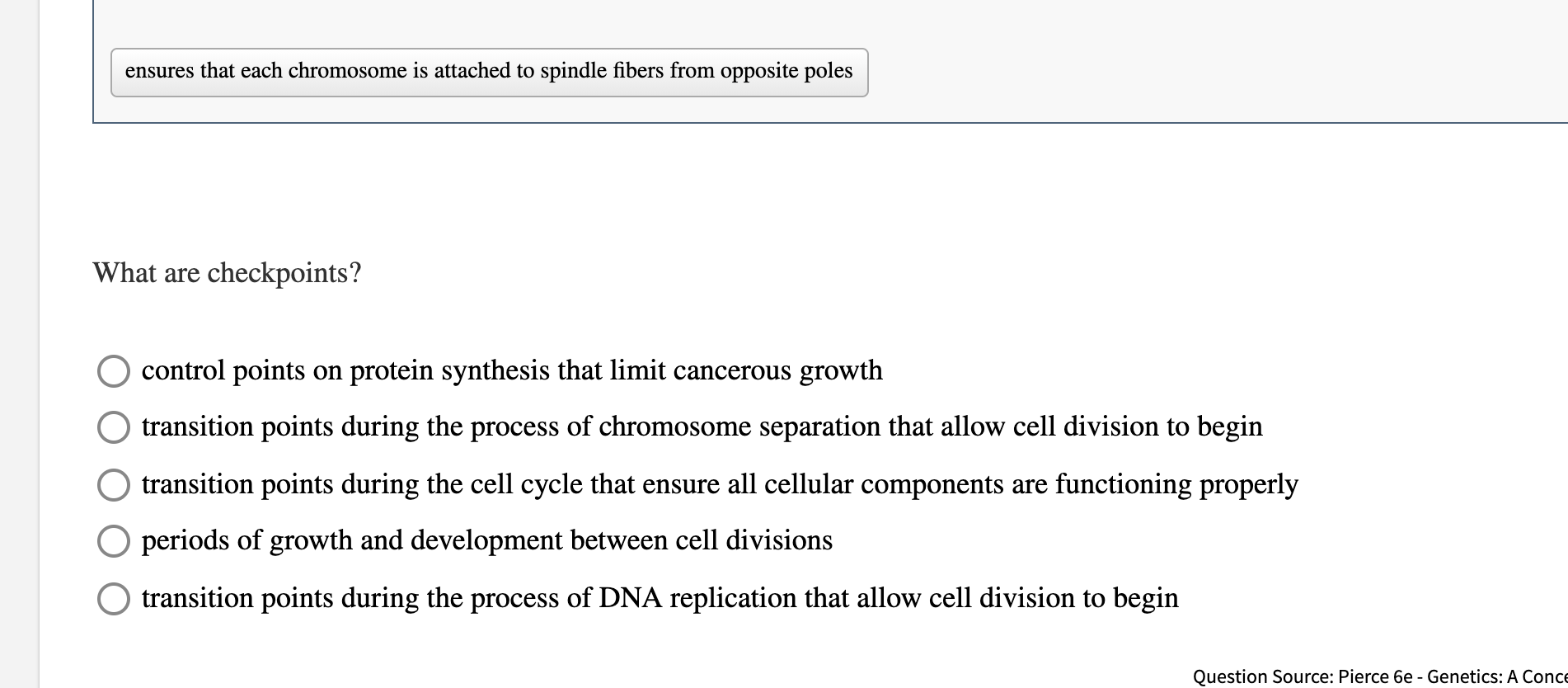 Solved Match the checkpoint to its function. G1/S checkpoint | Chegg.com