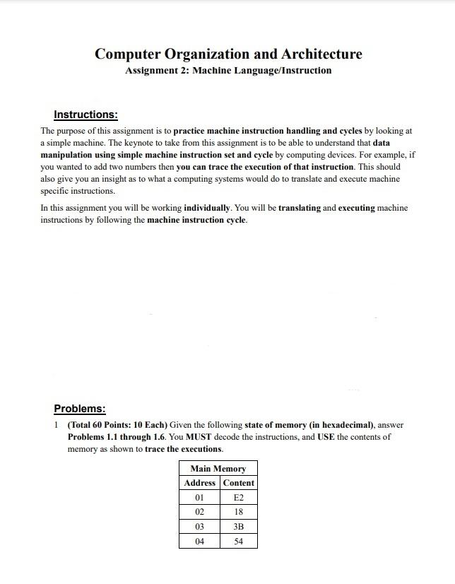 Solved Computer Organization and Architecture Assignment 2: | Chegg.com