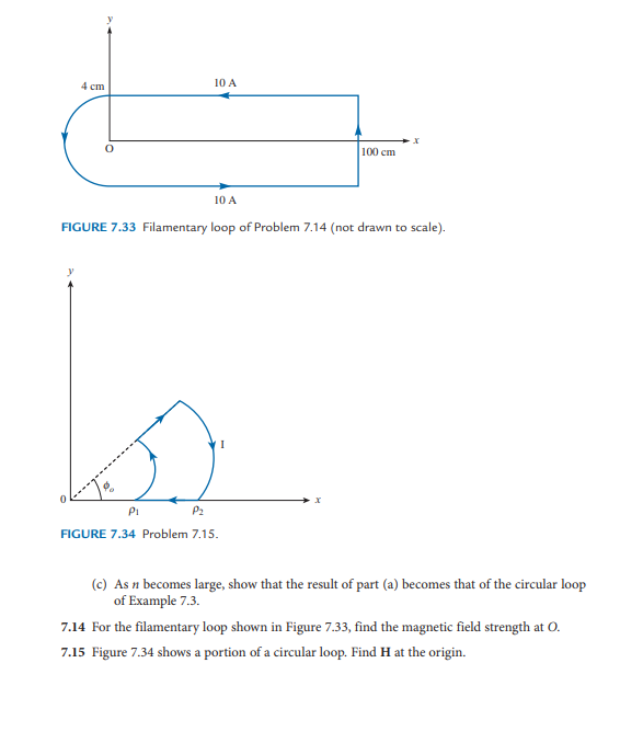 Solved 4 cm 10 A 100 cm 10 A FIGURE 7.33 Filamentary loop of | Chegg.com