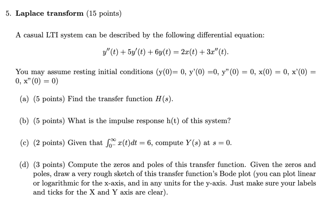 Solved Laplace transform (15 ﻿points)A casual LTI system can | Chegg.com
